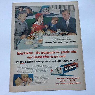 Gleem Toothpaste With GL-70 VINTAGE PRINT AD 1956 Campbell’s Tomato ...