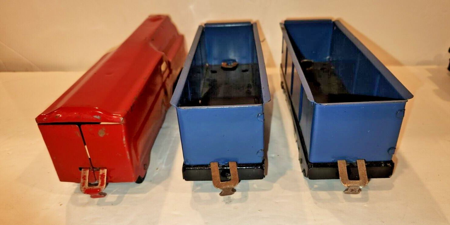 Vintage 3pc Pressed Steel Marx Lumar Lines Railroad Train Locomotive ...