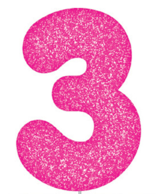 Pink Glitter Number 3 Candles Cake Topper Girl's Birthday Party Cake ...
