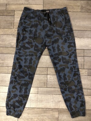 Plugg Jogger Pants Size Medium Blue Camo Drawstring Elastic Waist ...