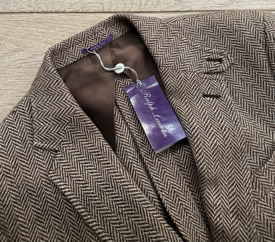 Ralph Lauren Purple Label Kent Linen Silk Mix Jacket 42R Tan & Brown ...