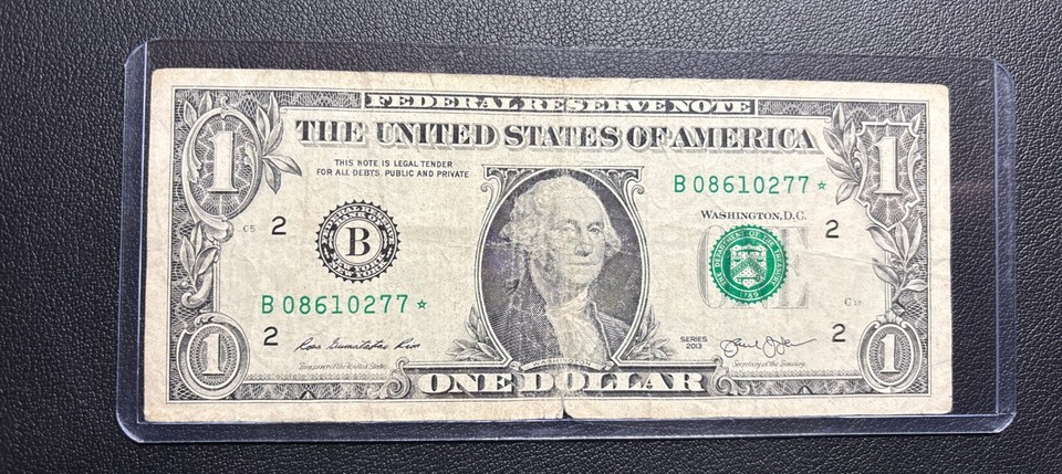 2013 $1 Dollar B Series *STAR NOTE #08610277 DUPLICATED ERRORS MADE IN ...