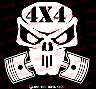 Fits 4X4 "SKULL" cool vinyl decal sticker skull JDM hella flush funny ...