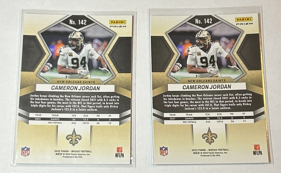 Cameron Jordan 2022 Mosaic Football Parallel Lot (2) - Saints | eBay