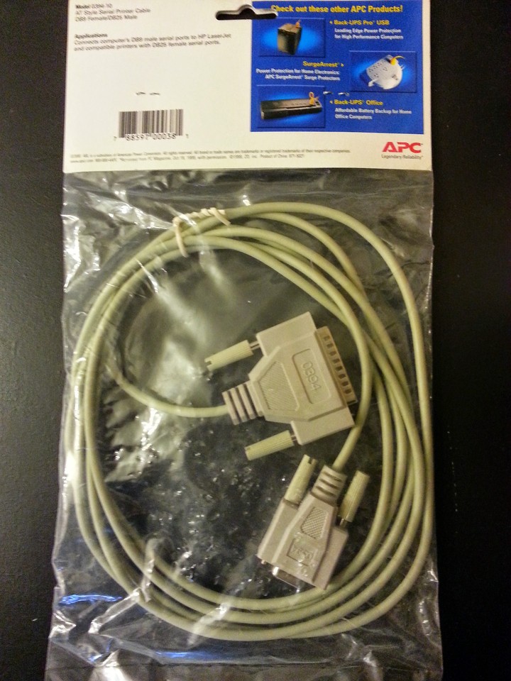 10 Foot DB9 9 Pin Female / DB25 25 Pin Male Serial Port Cable RS232 APC 0394-10 | eBay