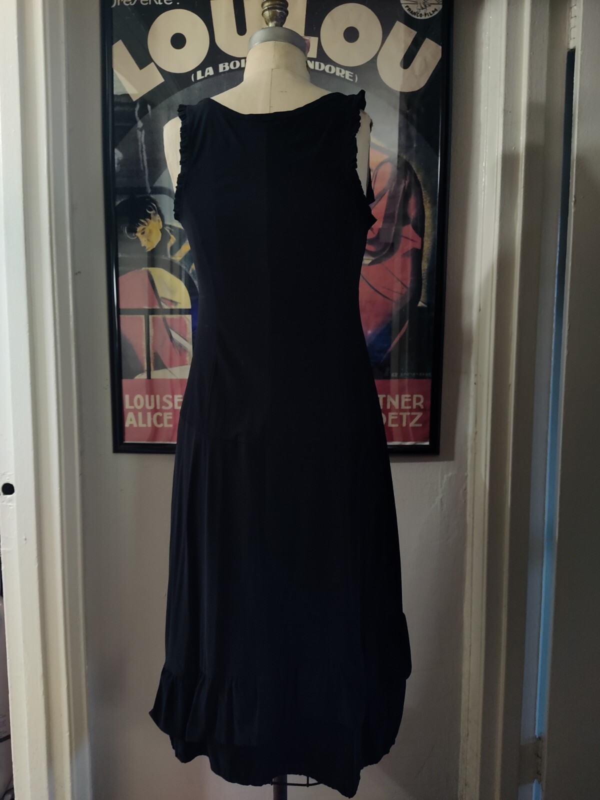 Deca Vintage Black Ruffled Goth Lagenlook Y2K Dress 2… - Gem