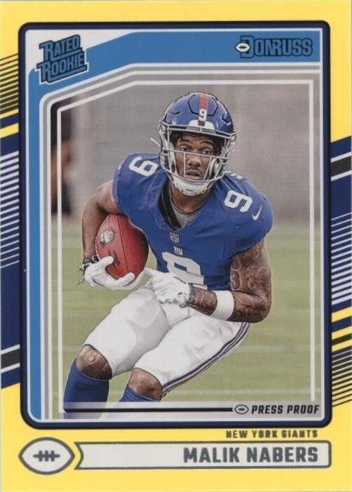 2024 Panini Donruss - Rated Rookie Malik Nabers #383 Press Proof Yellow ...