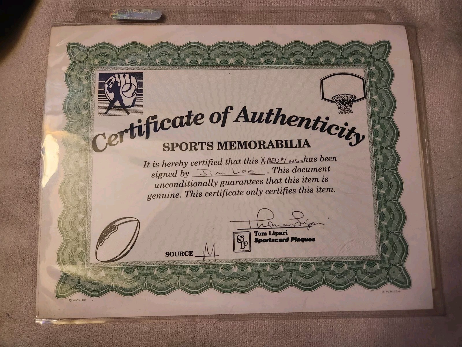 X- MEN # 1 - SIGNED by JIM LEE Non Slabbed W/ Certificate Of ...