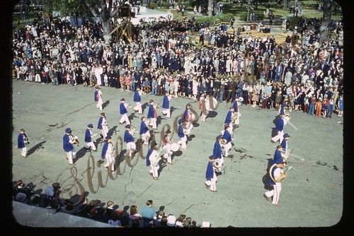 1941 Marching Band Parade People 35mm Slide 1940s Red Border Kodachrome ...