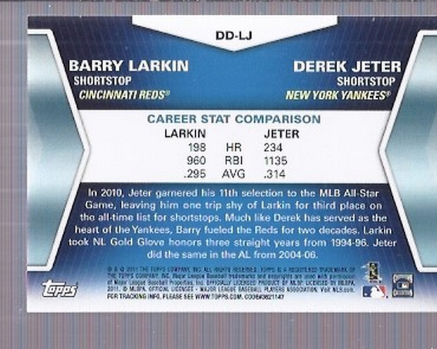 2011 Topps Diamond Duos #LJ Barry Larkin/Derek Jeter | eBay