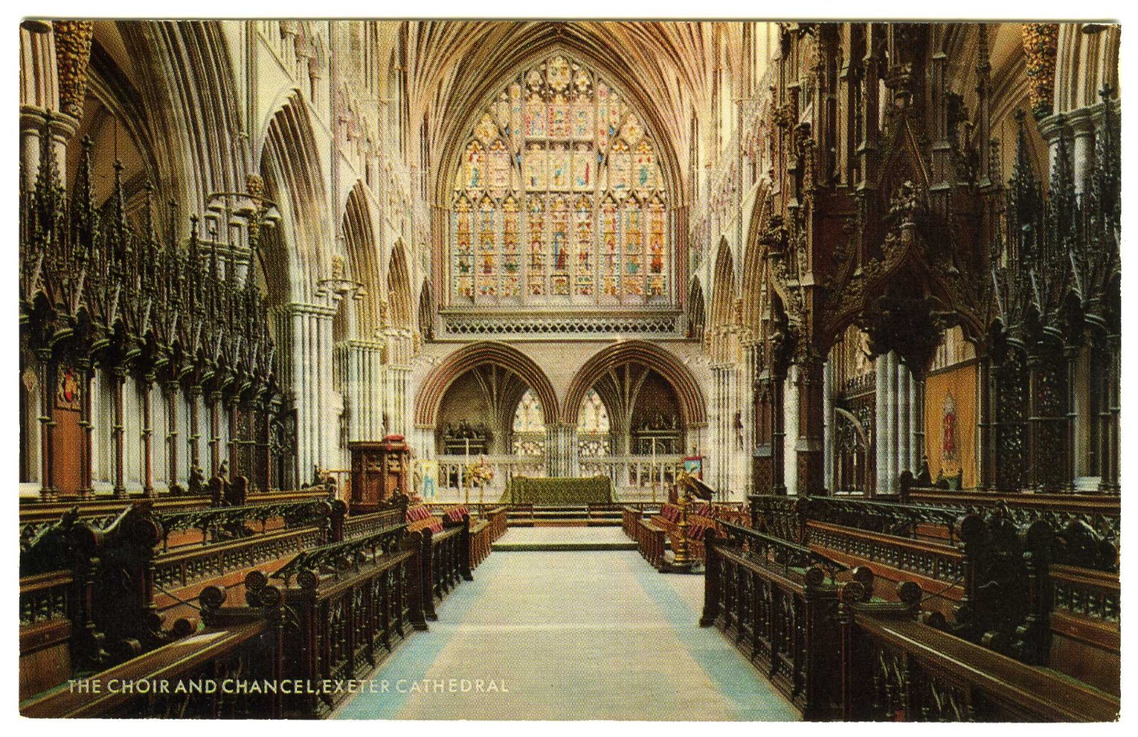 1970s Salmon Postcard Choir and Chancel Exeter Cathedral Interior ...