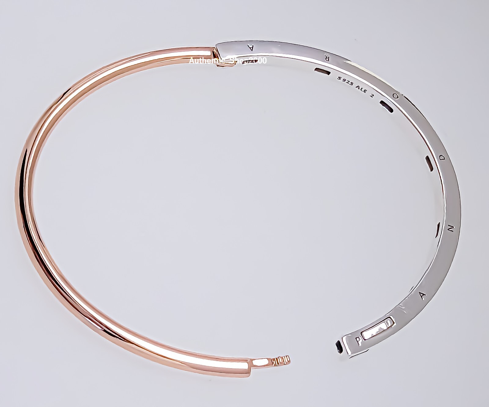NEW 100% Authentic PANDORA Signature Two-tone I-D Pavé Lock Bangle ...