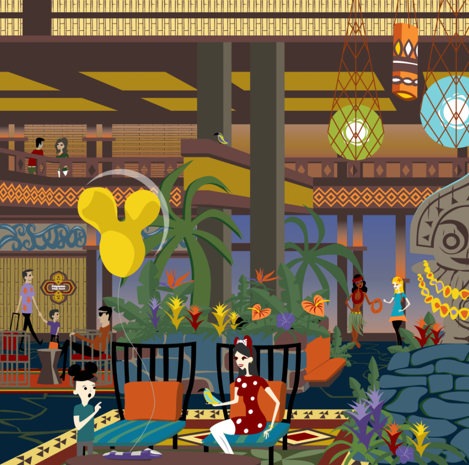 Polynesian Village Resort Lobby 36x18 Walt Disney World Shag Inspired ...