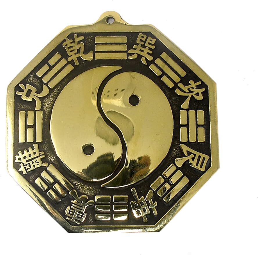 Bagua I Ching Da Feng Shui Brass Mirror Bagua Dragon Turtle Protection ...