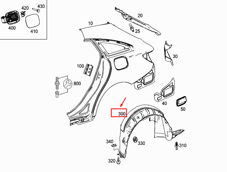 MERCEDES CLA C117 Drivers Right Rear Wheel Arch Liner Splash Guard ...