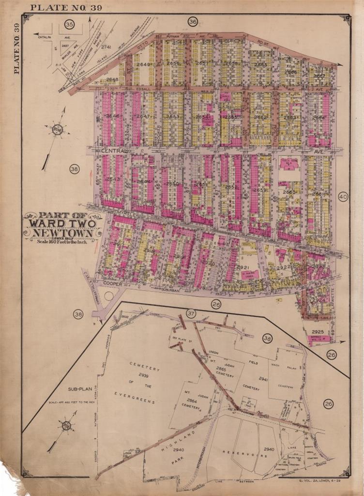 1929 BELCHER HYDE ATLAS OF QUEENS, NYC-MAP-GLENDALE-HIGHLAND PARK-PL 39 ...