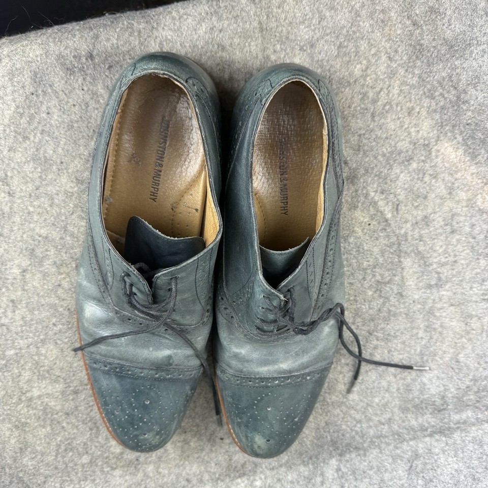 Johnston & Murphy Conard Cap Toe Teal Blue Italian Leather Shoes Size ...