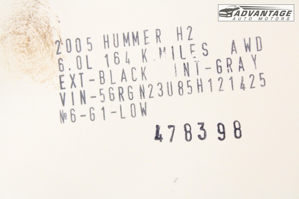 2003-2007 HUMMER H2 6.0L V8 FWD ENGINE MOTOR OIL PAN PUMP PICKUP TUBE ...