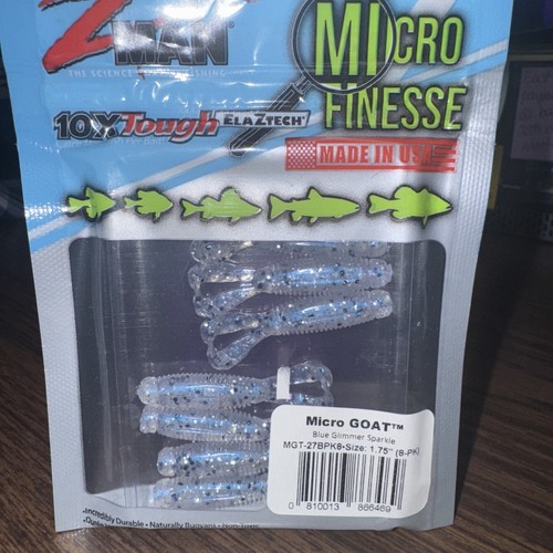 Z-Man CMGT-27B Micro Goat Blue Glimmer 1.75" Fishing Lures (8 Pack ...
