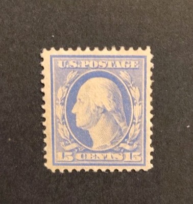 US Stamp Scott #382: 1911 15c Washington SL watermark perf 12, MHR/OG ...