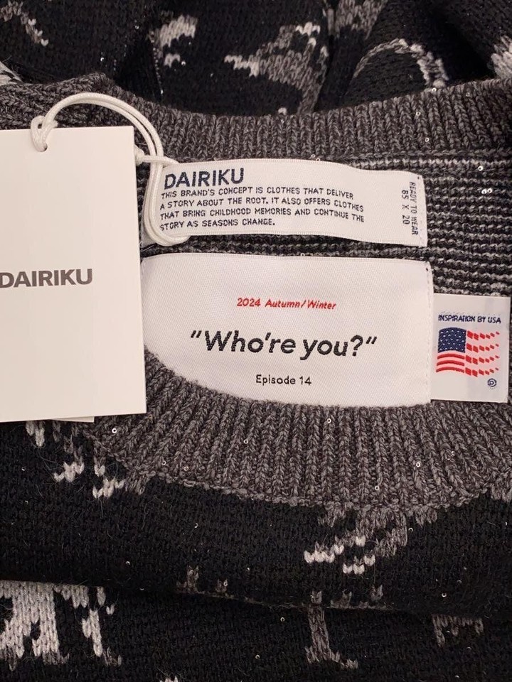 DAIRIKU Knit Sweater Rabbi Oversized Pullover M Rayon Black Animal 24AW ...