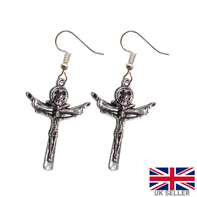 Jesus Christ Earrings Silver Cross Gift Christian Holy Crucifix God ...