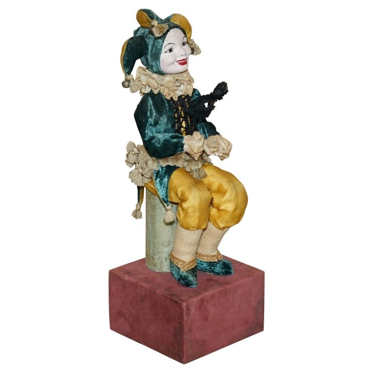 ANTIQUE FRENCH HAND MADE MUSICAL AUTOMATON JESTER CLOWN THAT PLAYS ...