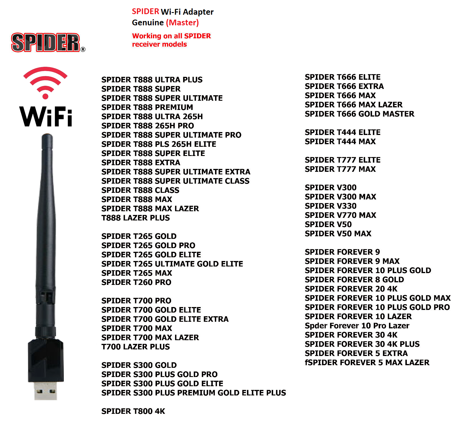 Spider Receiver Wi-Fi Adapter Genuine working on all SPIDER receiver ...