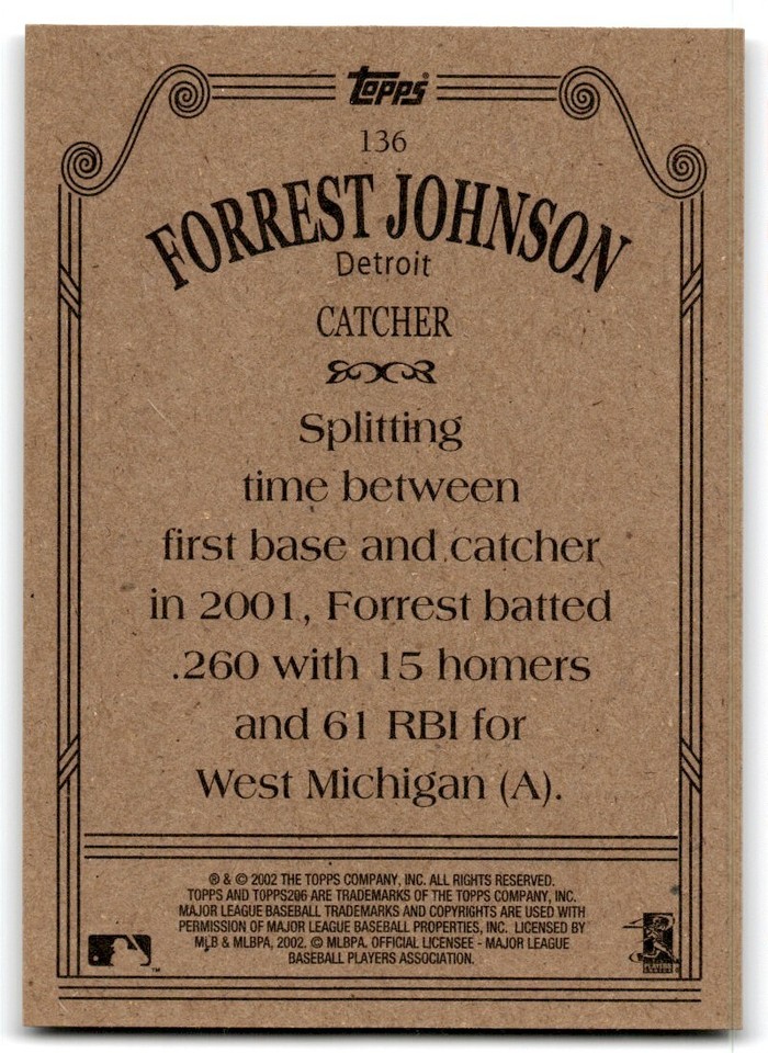 2002 Topps 206 Forrest Johnson Baseball Cards #136 | eBay