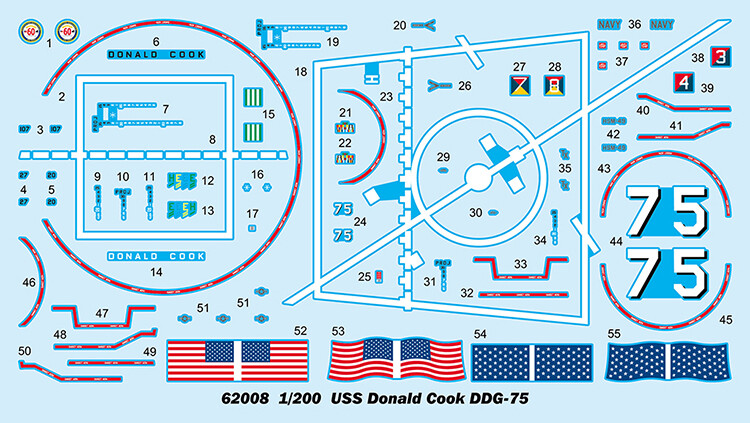 Trumpeter 62008 1/200 USS Donald Cook DDG-75 Destroyer Assembly Model ...
