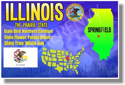 Illinois Geography - NEW U.S State Travel POSTER | eBay