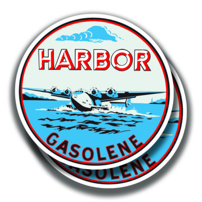 HARBOR GASOLINE OIL DECAL 2 Stickers Bogo Vintage Car Window Bumper ...