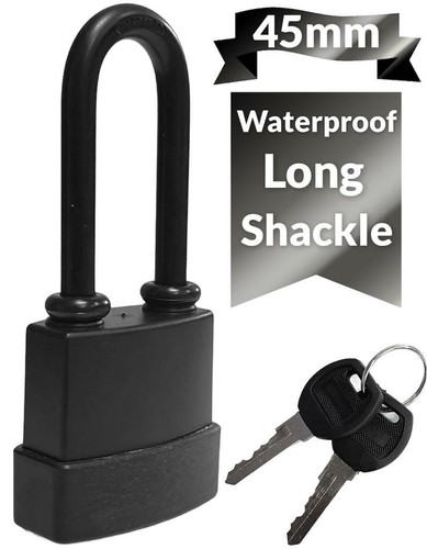 Heavy Duty Padlock Long Shackle 45mm Waterproof 2 keys Security Outdoor ...
