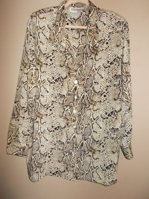 New Dressbarn Womens Size 3X Python Pattern Button Down Blouse Long ...