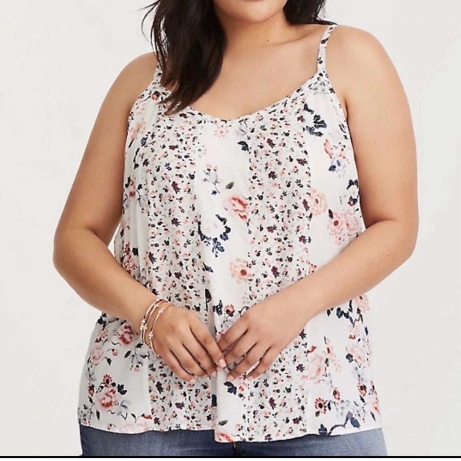 Torrid White Floral Tank with Adjustable Straps Plus Size 1 | eBay