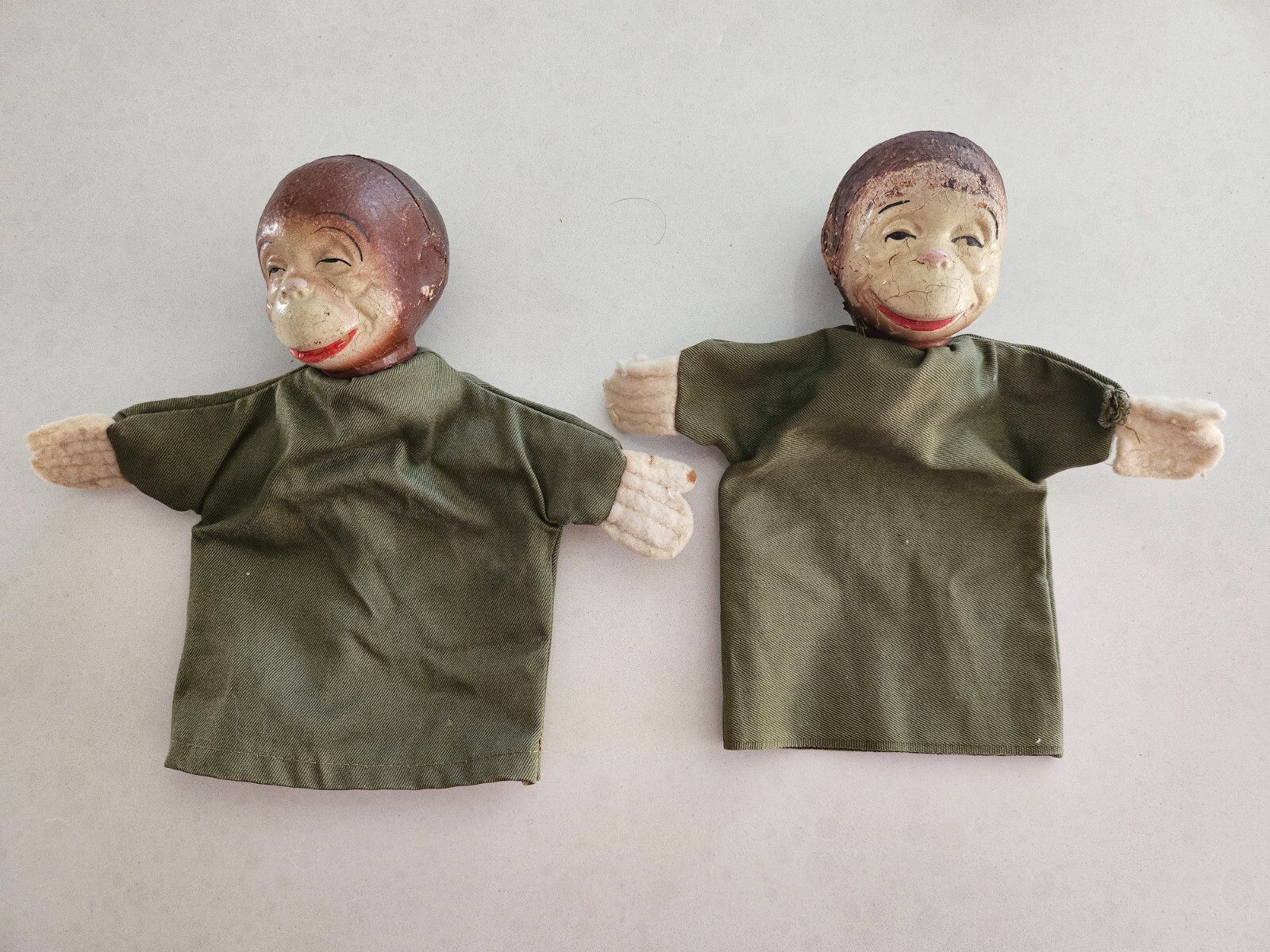 Wonderful pair of 1930s 2-piece composition head Monkey hand puppets | eBay