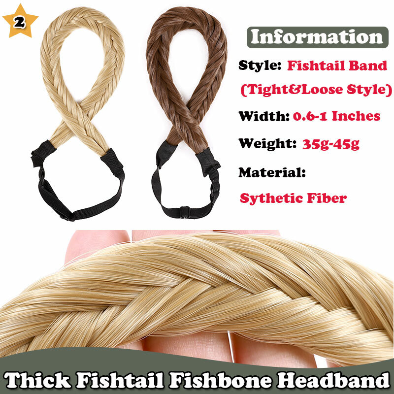 US Synthetic Hair Band Plaited Plait Elastic Bohemia Braided Headband ...