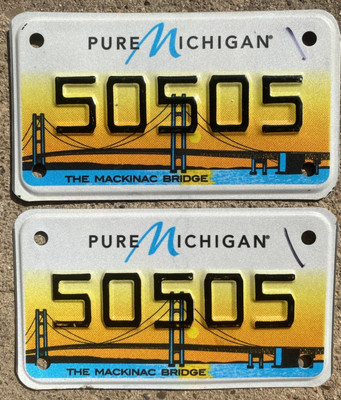 Unique oddball pair of expired MICHIGAN motorcycle license plate plates ...