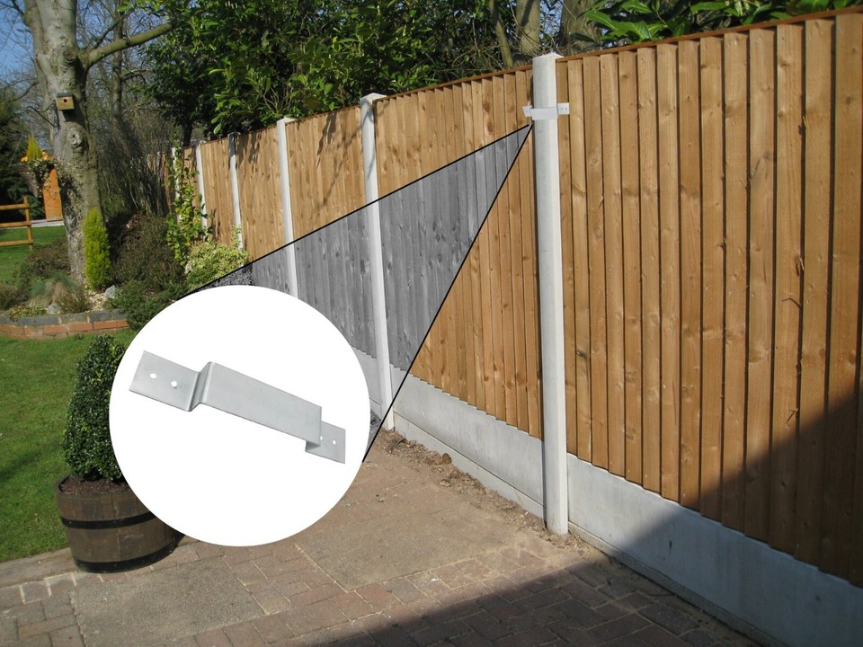 Fence Panel Security Bracket Anti-Rattle For 4" Post Support Galvanised ...