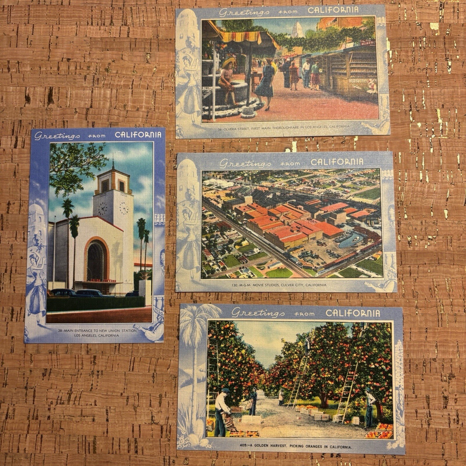 4 Vintage Linen Postcards - Greetings From California MCM | eBay