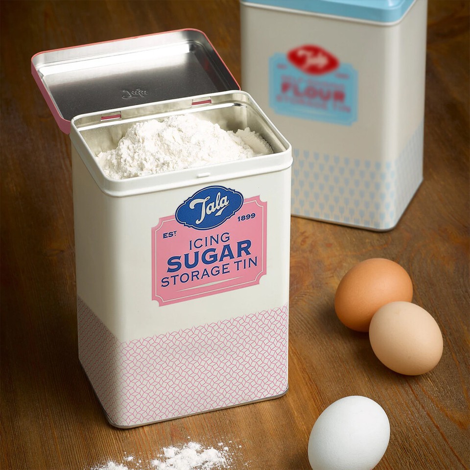 Kitchen Storage Canister Jars Tin Container Metal Caster/Icing Sugar ...