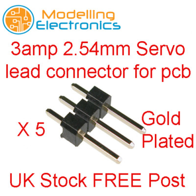 3 Way Servo lead connector for pcb header pins 2.54mm 3Amp Gold Plated ...