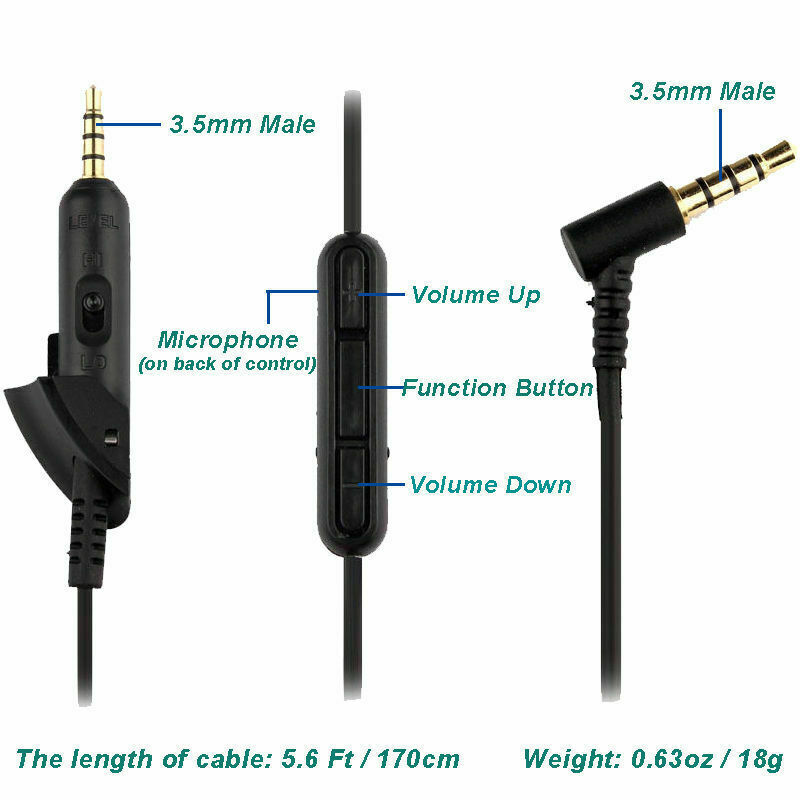 5.6Ft Replacement Audio Cable Wire Cord for BOSE Quiet Comfort 15 QC15 ...