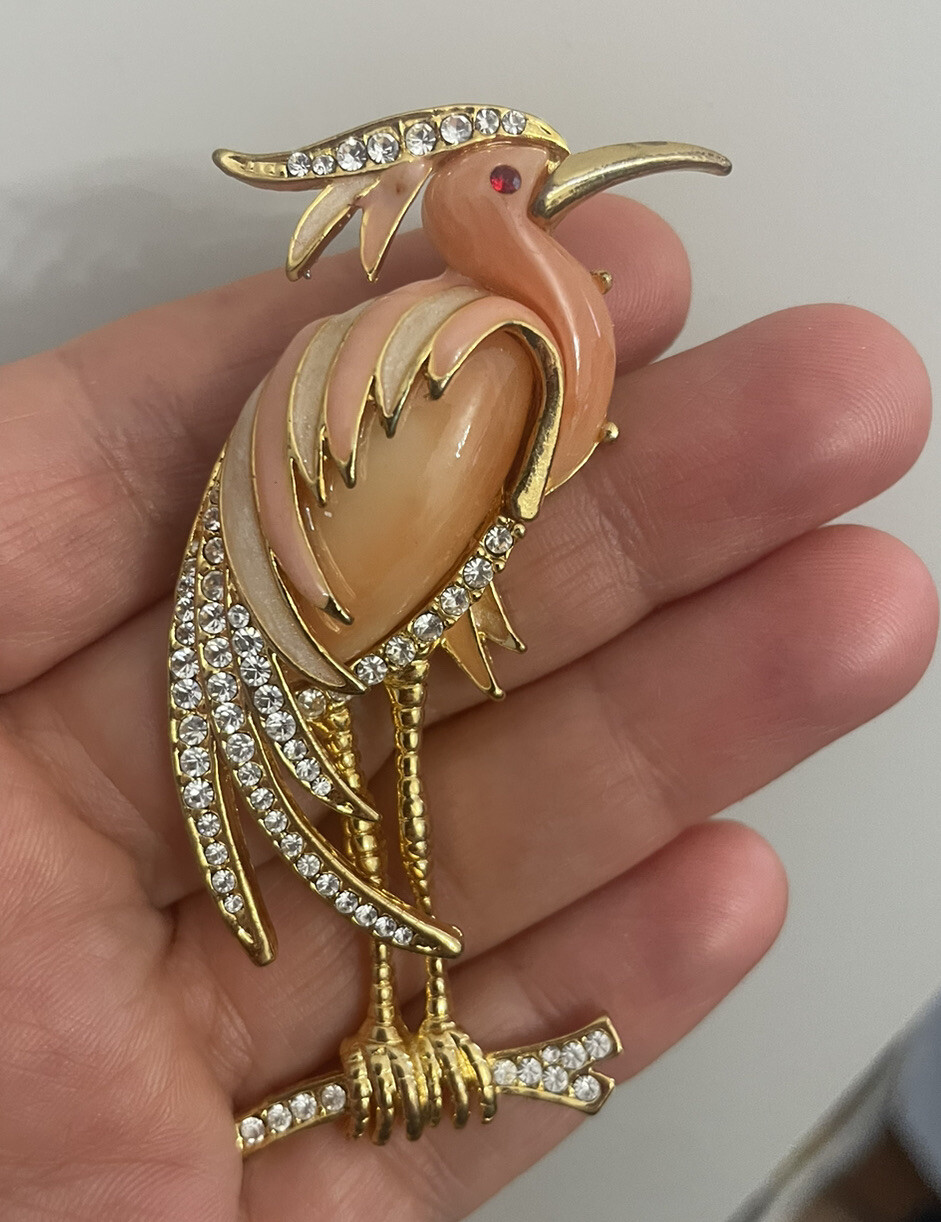 Vintage Fashion Big Bird Brooch Pin - Gem