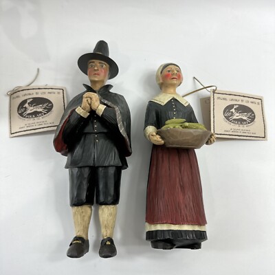 Pilgrims Set Man & Woman Thanksgiving Harvest Leo R Smith Signedw/boxes ...