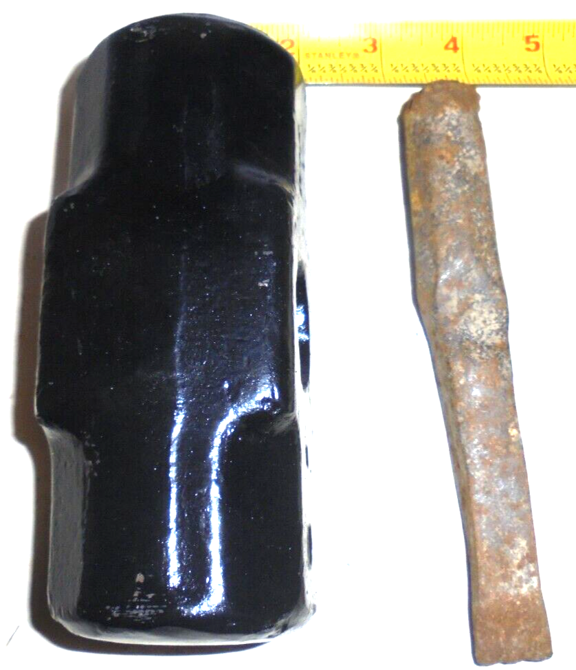 Antique LOT OF 2, Sledge Hammer MARKED, 7 1/2 LB Head, & ANTIQUE CHISEL ...