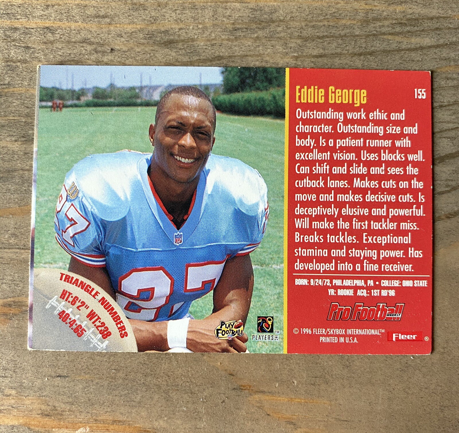 1996 Fleer #155 Eddie George Rookie Card RC Houston Oilers | eBay
