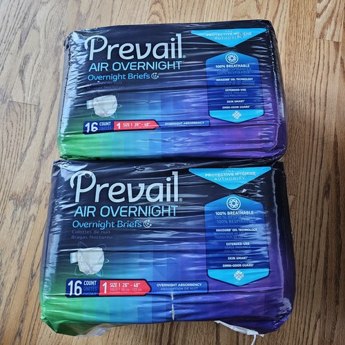 Prevail Air Overnight Adult Incontinence Briefs Size 1 NGX-012 TWO ...