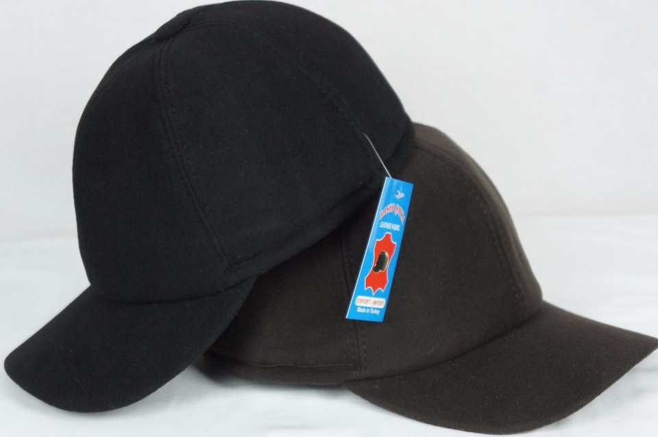 BROWN or BLACK Cashmere like BASEBALL TRUCKER TRAPPER EARFLAP CAP HAT M ...