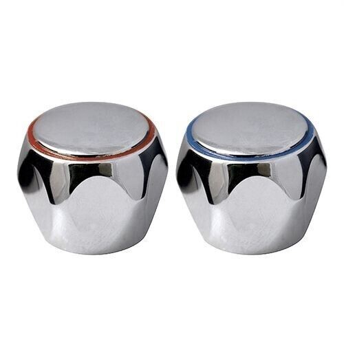 REPLACEMENT HOT & COLD TAP' TOP HEAD COVERS METAL CHROME PLATED SOLID 1 ...